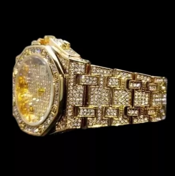 Accessories | Iced Out Mens Luxury Quartz Waterproof Goldplated Cz Hip ...